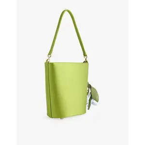 SELF-PORTRAIT Flower-charm Bucket Satin Handbag