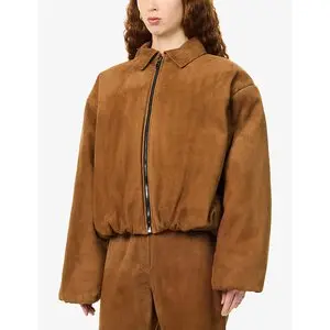 Magda Butrym Cropped Suede Jacket With Elasticated Hem