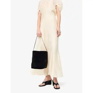 VALESQUE Small Crushed Velvet Bucket Bag