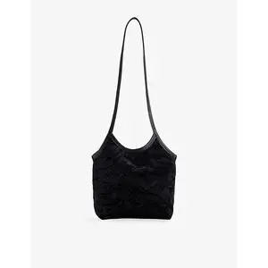 VALESQUE Crushed Velvet Shoulder Bag - Black