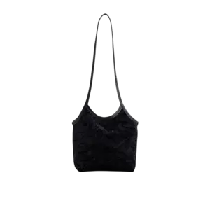 VALESQUE Crushed Velvet Shoulder Bag - Black