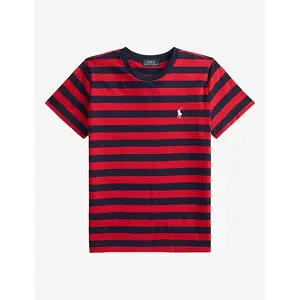 Polo Ralph Lauren Stripe-print Cotton-jersey T-shirt - Navy Red