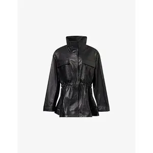 ROHE FRAMES Funnel-neck Sculptural Leather Jacket - Black