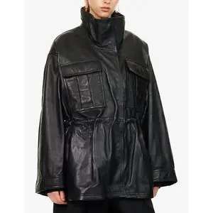 ROHE FRAMES Funnel-neck Sculptural Leather Jacket