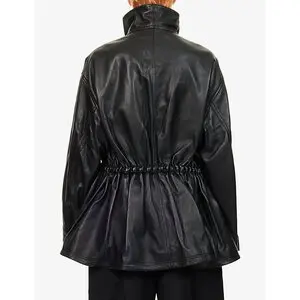 ROHE FRAMES Funnel-neck Sculptural Leather Jacket