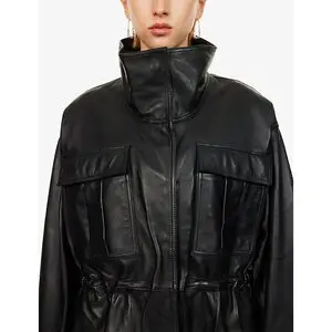 ROHE FRAMES Funnel-neck Sculptural Leather Jacket