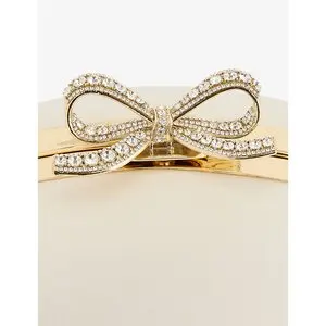 SELF-PORTRAIT Oval Bow Satin Clutch Bag - Cream