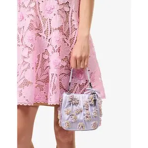 SELF-PORTRAIT Floral Embellished Satin Handbag