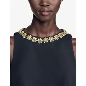 Sandro Sleeveless Jewel-embellished Woven Mini Dress