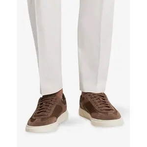 BOSS Branded Suede And Leather Lace-up Trainers