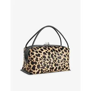 VERAFIED Café Mini Print Calf-hair Shoulder Bag