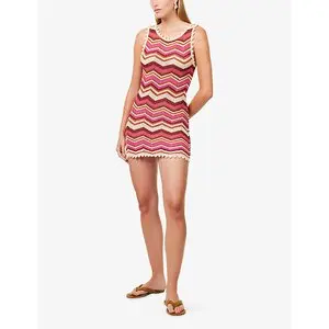Devon Windsor Alba Zigzag-pattern Knitted Mini Dress