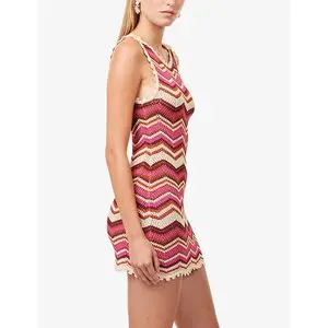 Devon Windsor Alba Zigzag-pattern Knitted Mini Dress