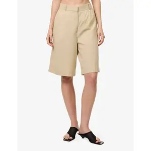 TOTEME Tailored Wide-leg Cotton-blend Shorts
