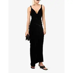 Rick Owens Strutter Cowl Neck Velvet Maxi Dress