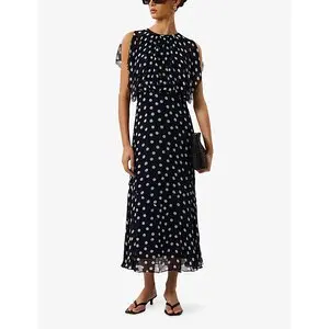 Whistles Polka Dot Print Chiffon Midi Dress