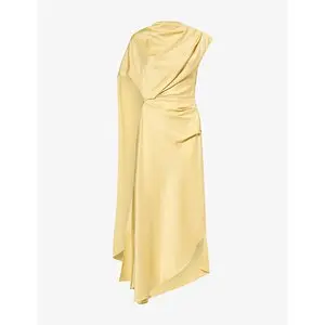 DE LA VALI Lunessa Draped Satin Midi Dress - Pear