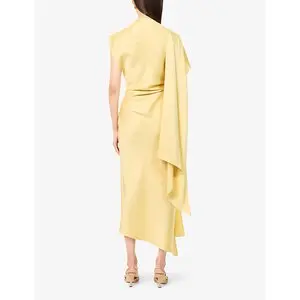 DE LA VALI Lunessa Draped Satin Midi Dress