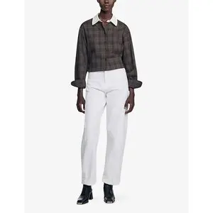 Sandro Checked Woven Shirt With Contrast Collar