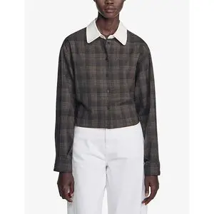 Sandro Checked Woven Shirt With Contrast Collar