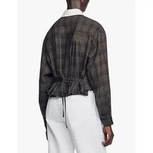 Sandro Checked Woven Shirt With Contrast Collar