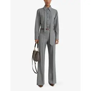 REISS Rosaria Neck-tie Stretch-woven Shirt