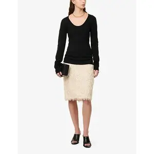 TOTEME Feathered Jersey Midi Skirt - Eggshell