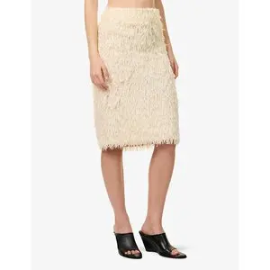 TOTEME Feathered Jersey Midi Skirt - Eggshell
