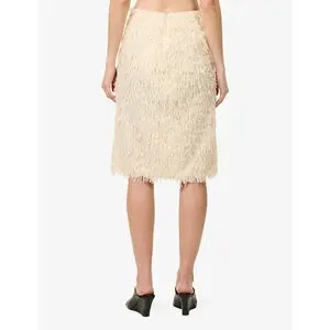 TOTEME Feathered Jersey Midi Skirt - Eggshell