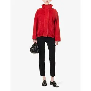 ROHE FRAMES Stand-collar Drawstring-waist Suede Jacket