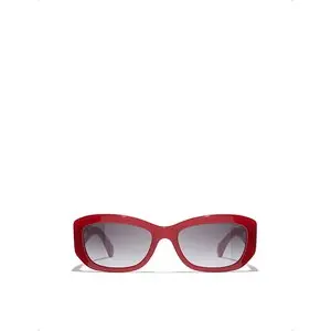 Chanel Rectangular Frame Acetate Sunglasses - Red