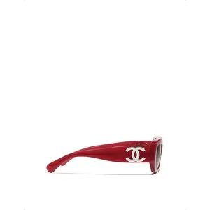 Chanel Rectangular Frame Acetate Sunglasses - Red
