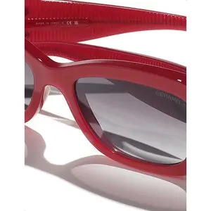 Chanel Rectangular Frame Acetate Sunglasses - Red