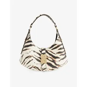 GANNI Kat Zebra Small Faux-leather Shoulder Bag - Egret