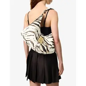 GANNI Kat Zebra Small Faux-leather Shoulder Bag - Egret