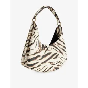GANNI Kat Zebra Small Faux-leather Shoulder Bag - Egret