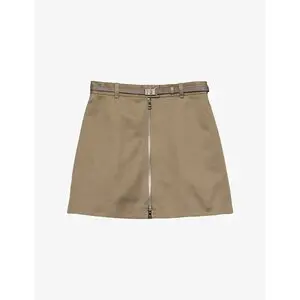 Prada Belted Cotton Mini Skirt