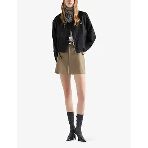 Prada Belted Cotton Mini Skirt