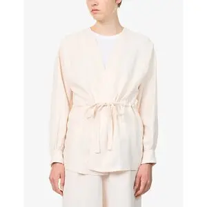 KAYANEE Linen-blend Wrap-front Top