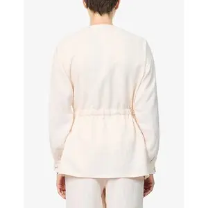 KAYANEE Linen-blend Wrap-front Top