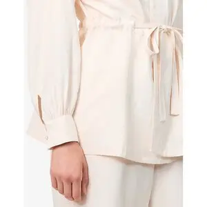KAYANEE Linen-blend Wrap-front Top