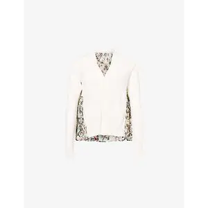 Sacai Floral-panel Knitted Cardigan - Ivory