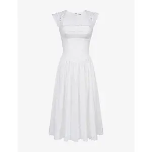 House Of Cb Fiorella Stretch Cotton Midi Dress - White