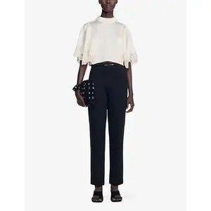 Sandro High-rise Straight-leg Stretch-woven Trousers