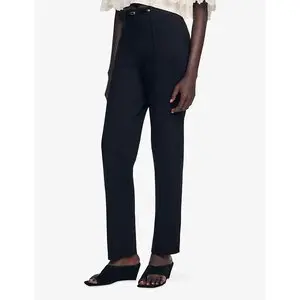 Sandro High-rise Straight-leg Stretch-woven Trousers