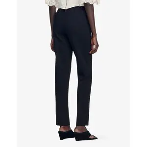 Sandro High-rise Straight-leg Stretch-woven Trousers