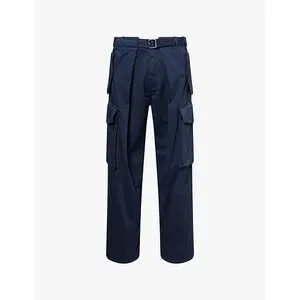 Loewe Relaxed-fit Cotton Cargo Trousers With Leather Patch