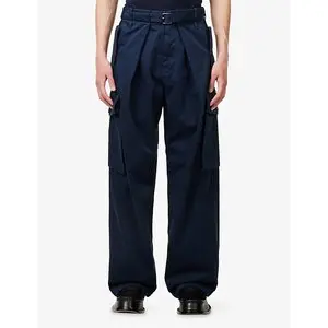 Loewe Relaxed-fit Cotton Cargo Trousers With Leather Patch