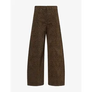 FRAME Animal Print Cropped Jeans - Sandcat