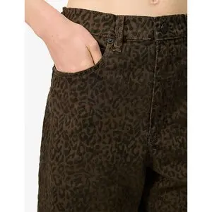 FRAME Animal Print Cropped Jeans